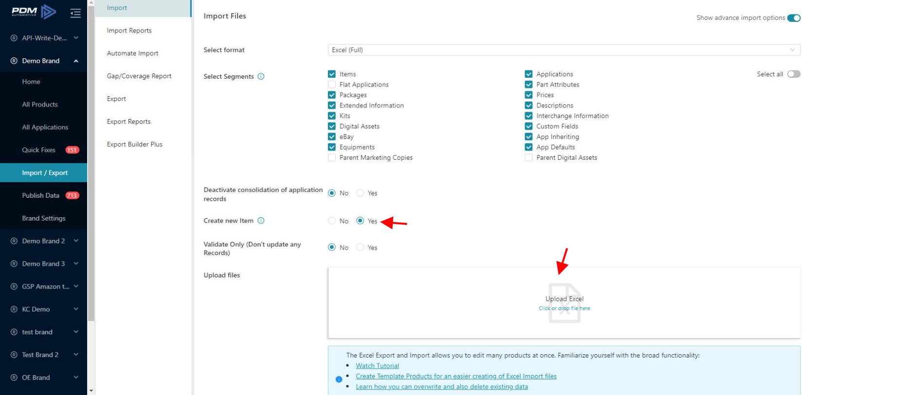 Advanced Import Options